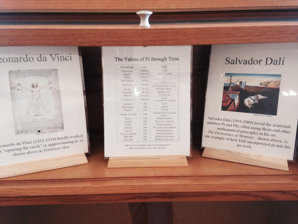 Pi Day Exhibit, Display in Case | Mathematics Library | University ...