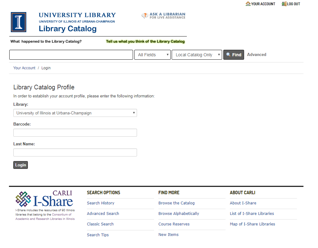 Library Catalog Profile – Mathematics Library – U of I Library