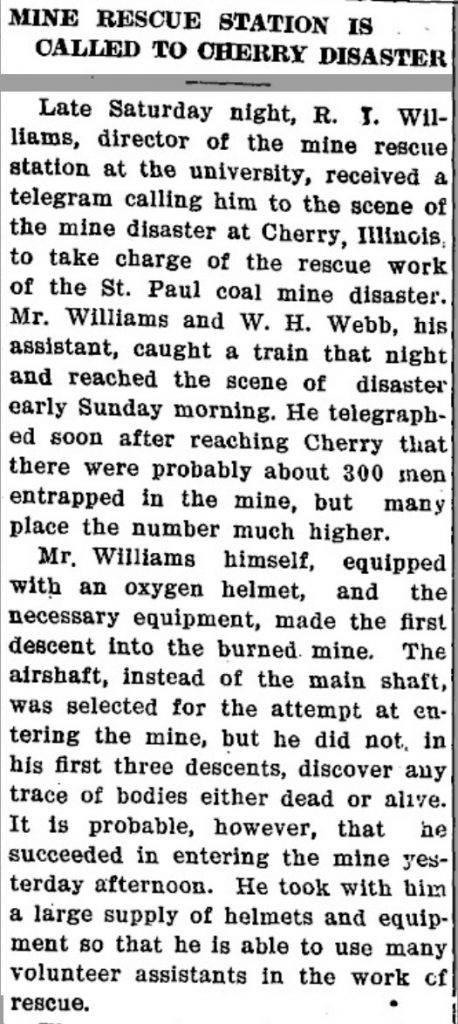 The 1909 Cherry Mine Disaster and Illinois Rescue and Relief Fund Work ...