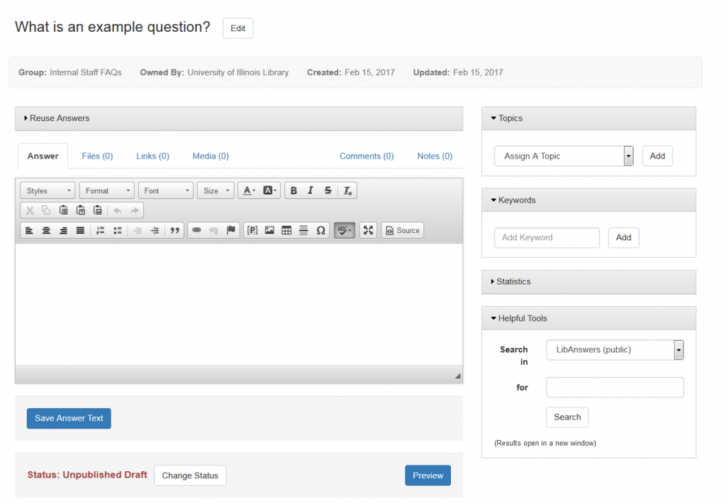 Create and Edit FAQs | WordPress Training | University Library | Illinois